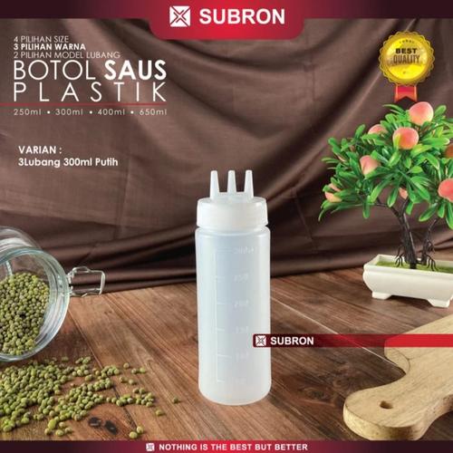 Jual Botol saus putih 3 lobang subron plastik food grade - 400 ml ...