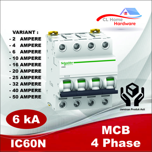 Jual MCB SCHNEIDER 4 PHASE IC60N ACTI9 4P 2 AMPERE - 50 AMPERE ORIGINAL SNI - 4P 6 AMPERE ...