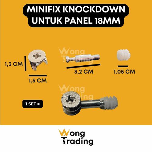 Jual MINIFIX SET BAUT KNOCK DOWN UTK PANEL 18mm ( Skrup, Casing, Socket ...