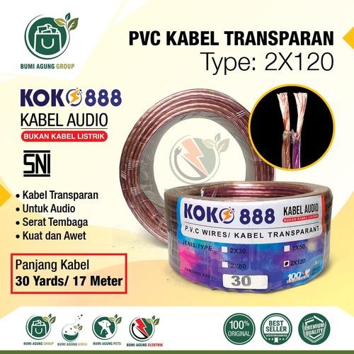 Jual KABEL LISTRIK TRANSPARAN 30 YARD KABEL SERABUT 2X30 2X50 2X80 ...