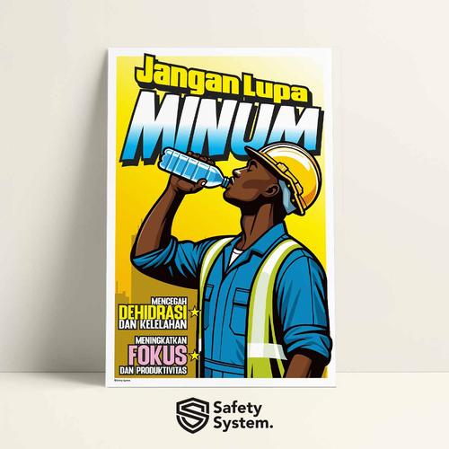 Jual Poster Safety K3 Keselamatan Jangan Lupa Minum Air Cegah Dehidrasi ...