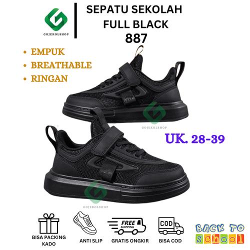 Promo Sepatu Anak Sekolah Hitam Polos / Sneakers Anak SD SMP Anti Licin ...