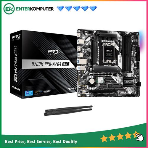 Promo ASRock B760M Pro-A/D4 WIFI (LGA1700, B760, DDR4, USB3.2 Type-C, SATA3) Cicil 0% 3x ...