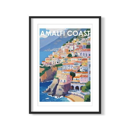 Jual Poster "Amalfi Coast Travel Poster" + premium frame kayu Poster ...