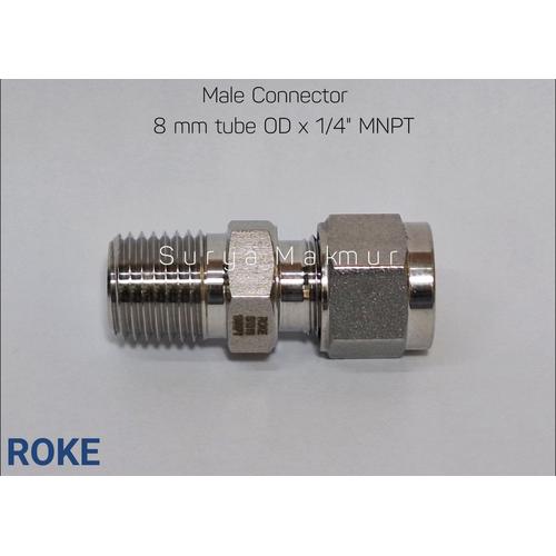 Jual Male Connector 8 mm tube OD x 1/4 MNPT SS 316 Brand ROKE - Jakarta ...