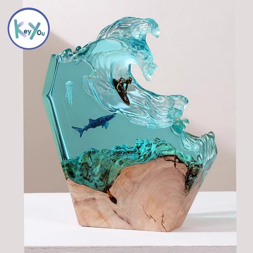 Jual Hiasan Meja Laut Hiu Model HM001 Resin Kayu unik keren aesthetic ...