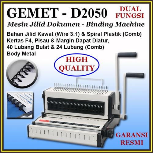Jual Mesin Jilid Spiral Plastik & Kawat 3:1, F4, GEMET D-2050 - Jakarta ...