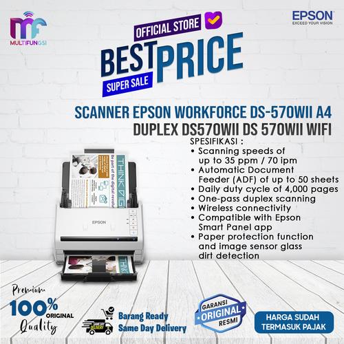 Promo Scanner Epson WorkForce DS-570WII A4 Duplex DS570WII DS 570WII ...