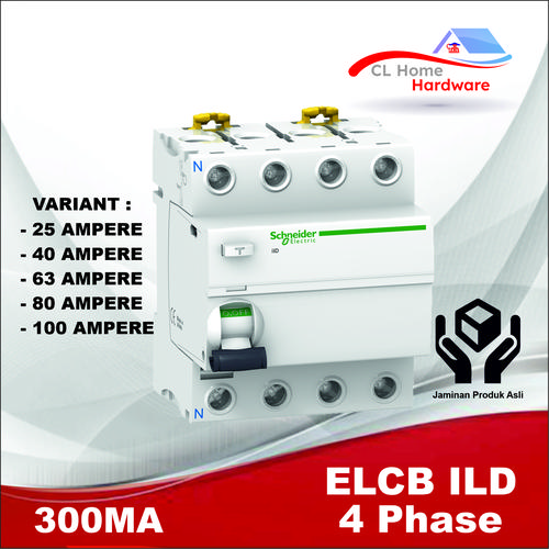 Jual ELCB / RCCB ACTI9 ilD Schneider 3P+N 300MA 4 Phase - 25A,40A,63A ...