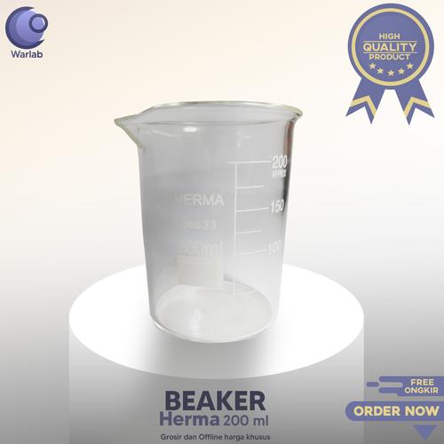 Jual Herma Beaker Glass 200 ml / Gelas Kimia Kaca Borosilicate Original ...