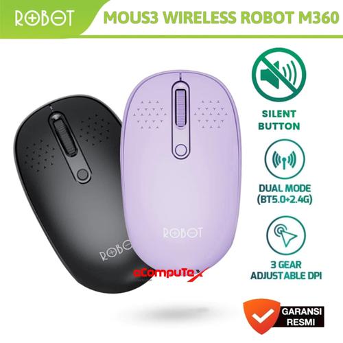 Jual Mouse Robot M360 Mouse Multi-Device Bluetooth+2.4G Wireless Silent ...