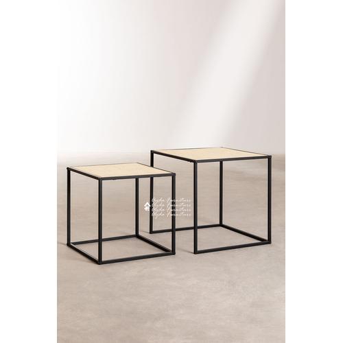 Jual MEJA TAMU SUSUN COFFE TABLE INDUSTRIAL KAKI BESI MINIMALIS RATTAN ...