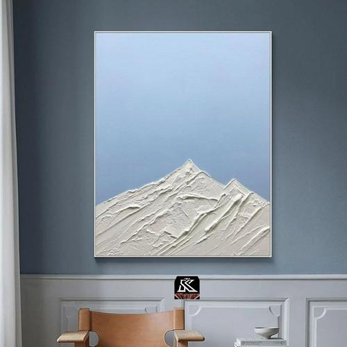 Jual Lukisan abstrak Snow mountain texture tebal ukuran 150x100cm frame ...