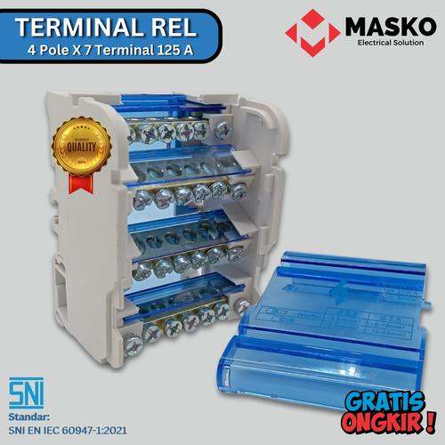 Jual Terminal Block Din Rail Terminal Box Din Rel 4 x 7 125A 125 Ampere ...