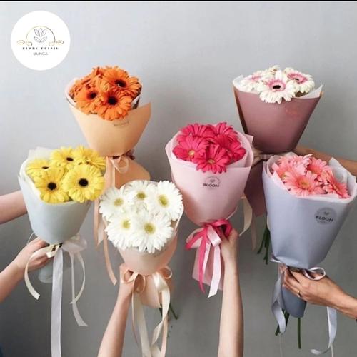 Jual RUANG DESAIN BUNGA - Garbera hand bouqet|bucket|set warna - Putih ...