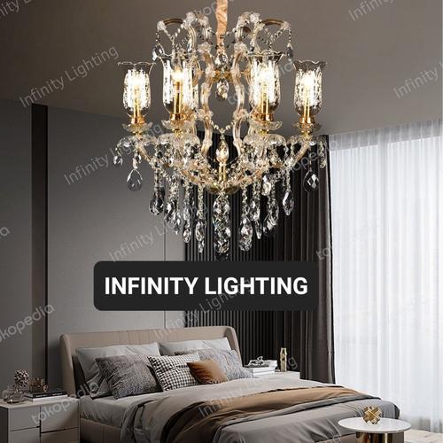 Jual LAMPU GANTUNG HIAS FULL CRISTAL GOLD/SILVER LILIN 6+1 LAMPU SEMPRONG - Jakarta Pusat ...