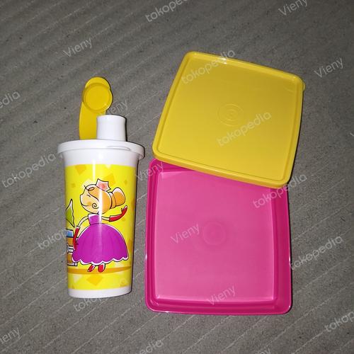 Jual Paket Tupperware Kuning (Royal Tumbler 310mL, Square Away 360mL ...