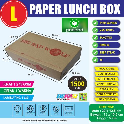 Jual PLCL | Custom Paper Lunch Box Kraft Size L / Craft Large 20x12.5x5 cm - Kota Bekasi ...