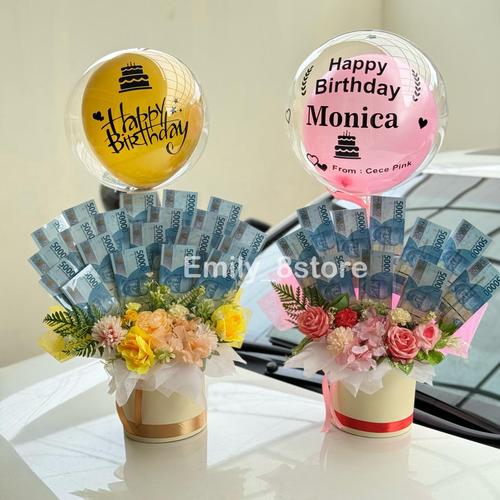 Jual Pembuatan Buket uang balon kado Bloom Box Large Buket Bunga coklat ...