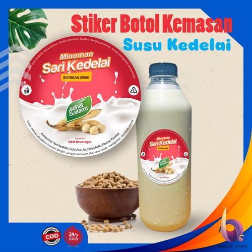 Jual CETAK STICKER LABEL KEMASAN BOTOL SUSU KEDELAI FREE CUTTING A3 ...