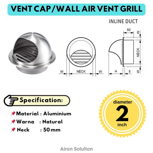 Jual Vent Cap topi 2 inch/Wall air vent grill 2 inch Natural Color ...