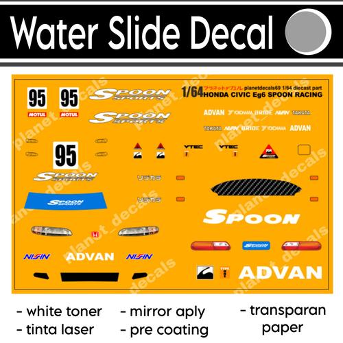 Jual decal hot wheels white toner honda civic eg6 SPOON RACING TEAM ...
