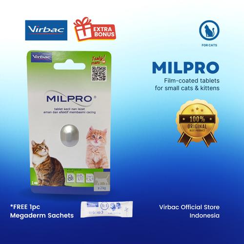 Jual VIRBAC MILPRO CAT 1 TABLET OBAT ANTI CACING UNTUK KUCING DIATAS 2 ...