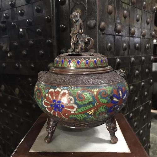 Jual Tempat Dupa Perunggu Ukir Bunga Kilin China Peranakan Antik Lawas ...