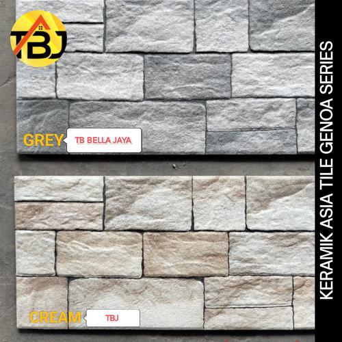 Jual Keramik Dinding Kasar Asia Tile Genoa Series Ukuran 2040 - Abu-abu ...