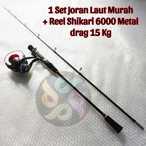 Jual satu set joran pancing jigging laut ajiro fighter shikari 6000 metal - 198 cm+6000 - Kab ...