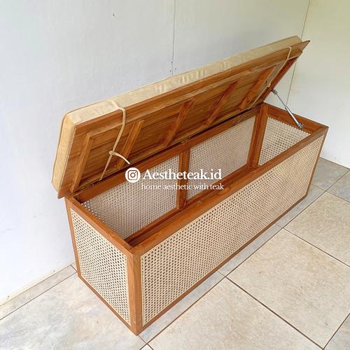 Jual Bench Storage Rotan / Box Keranjang Penyimpanan Kayu Jati ...