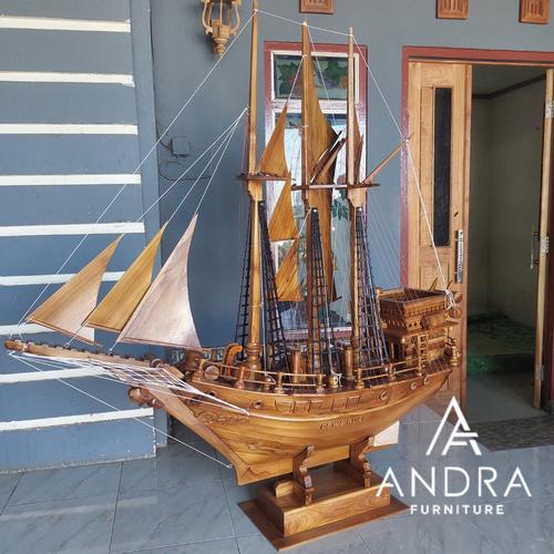 Jual miniatur kapal, perahu layar dewa ruci bahan kayu jati ukuran ...