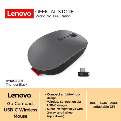 Jual Lenovo Go USB-C Wireless Mouse Compact Design 4Y51C21216 Thunder ...