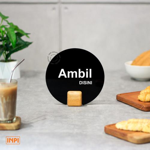 Jual Sign Ambil Disini Kayu Akrilik Lingkaran - INPI House - Hitam ...