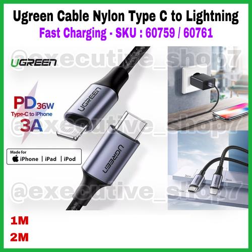 Jual Ugreen Cable Nylon Type C to Lightning - Fast Charging 60759 / 60761 - 60759 - 1 Meter ...