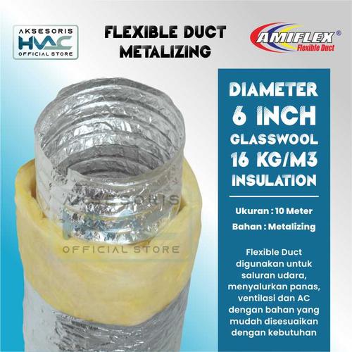 Jual Flexible Duct Metalizing 6 Inch Insulasi Glasswool 16 Kg AMIFLEX ...