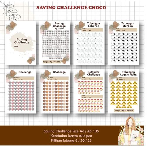 Jual SAVING CHALLENGE CHOCO TANTANGAN MENABUNG ISI KERTAS BINDER A6/A5/B5 - Kab. Tasikmalaya ...