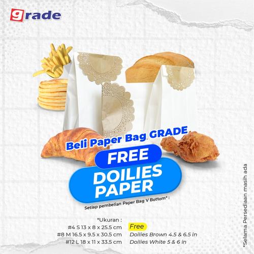 Jual GRADE Paperbag V Tahan Minyak - Kantong Greaseproof FREE DOILY ...