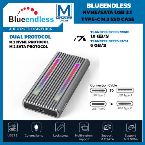 Jual Blueendless SSD Enclosure RGB Case M.2 Dual NVME SATA USB 3.1 Type ...