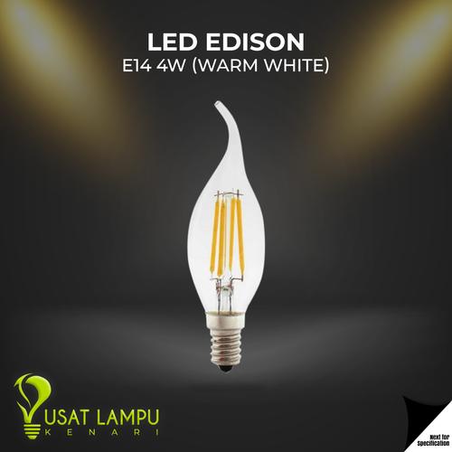 Jual Lampu LED Edison E14 LED 4 Watt Warm White Kaca Bening Ekor ...