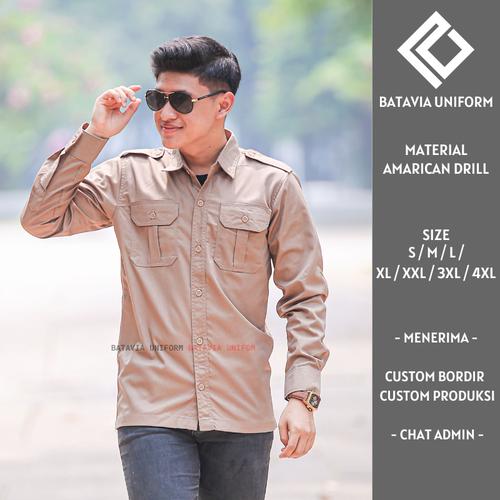 Jual Baju Kemeja PDL Lapangan Tactical Lengan Panjang Custom Bordir Khaki - Putih, 3XL - Jakarta ...