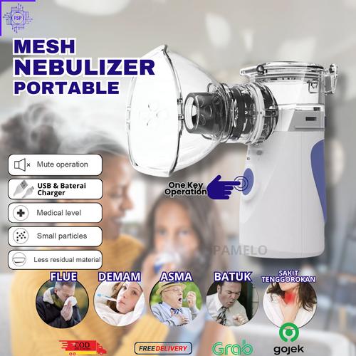 Promo Portable mesh Nebulizer Alat Uap bantu pernapasan Asma Inhalasi ...