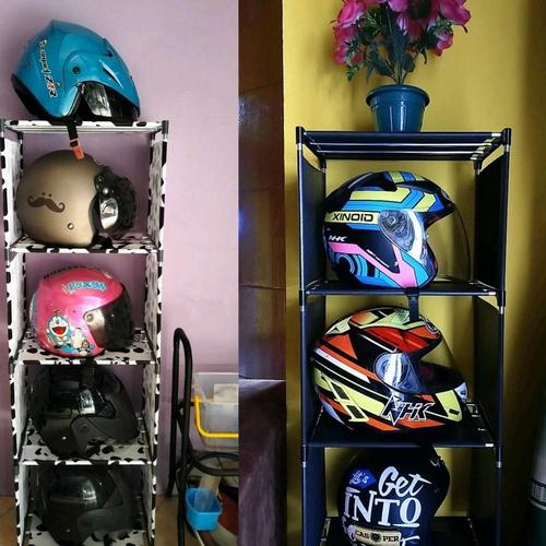 Jual Rak Helm Rak Susun Lemari Helm LEBIH BESAR & KUAT Rak Buku Lemari ...