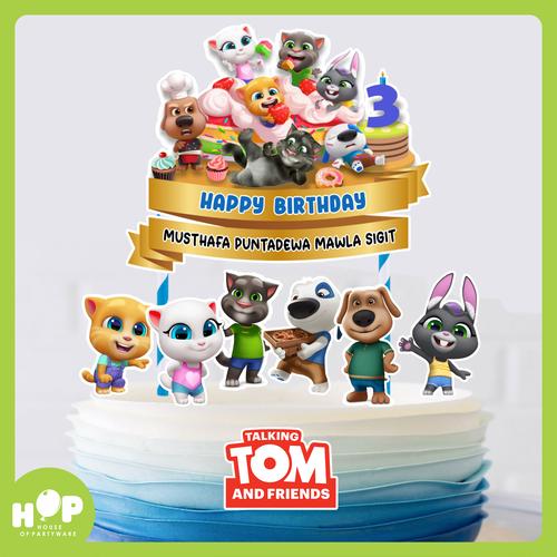 Jual Cake Topper Talking Tom Cat + Custom Nama / Hiasan Kue Ulang Tahun ...