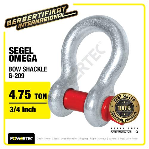 Jual Bow Shackle Omega G209 4.75 Ton - 3/4" Segel Screw Pin / Shackle 4 ...