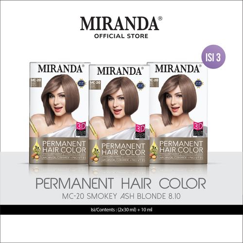 Promo Miranda Hair Color (Cat Rambut Permanen) MC20 Smokey Ash 30ml x3 ...
