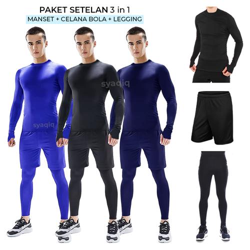 Promo Paket Baselayer Pria Manset Setelan Olahraga Celana Futsal dan ...