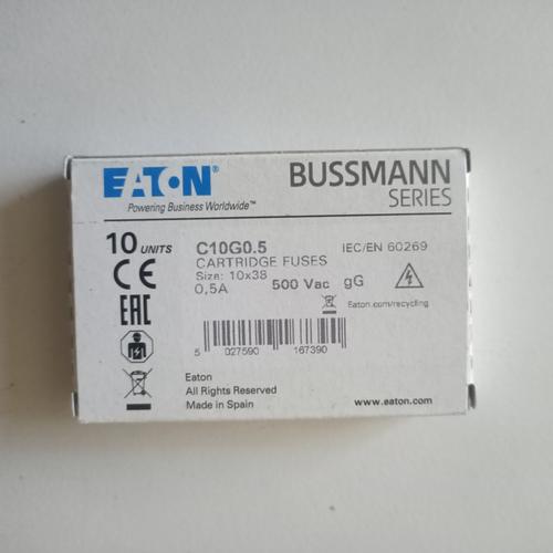 Jual FUSE KERAMIK 10X38 C10G0,5 0,5A 500V 120kA EATON BUSSMANN ...