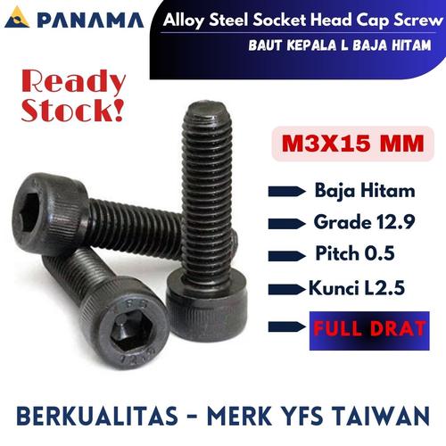 Jual Baut L M3x15 Baut L Baja Hitam 12.9 M3x15 Full Drat YFS Taiwan - Jakarta Pusat - PANAMA ...