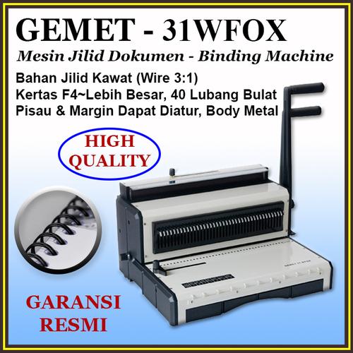 Jual Mesin Jilid Binding Kawat 3:1, F4-A3, Lubang Bulat, GEMET 31WFOX ...